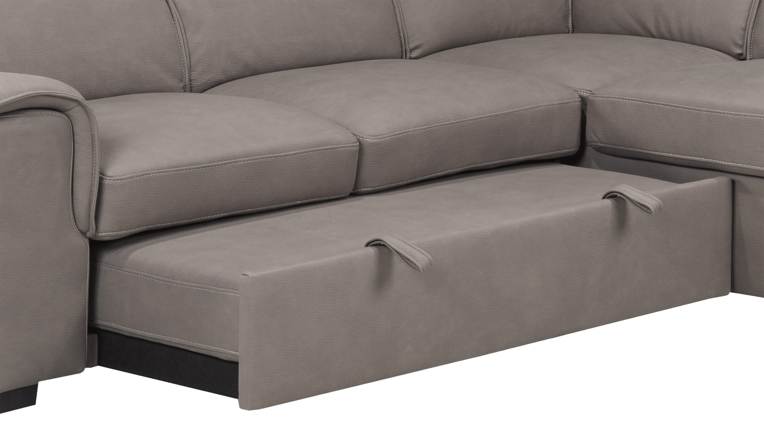 Contemporary Taupe 3 Pc Sectional With Storage Sleeper Ottoman Arrow ...