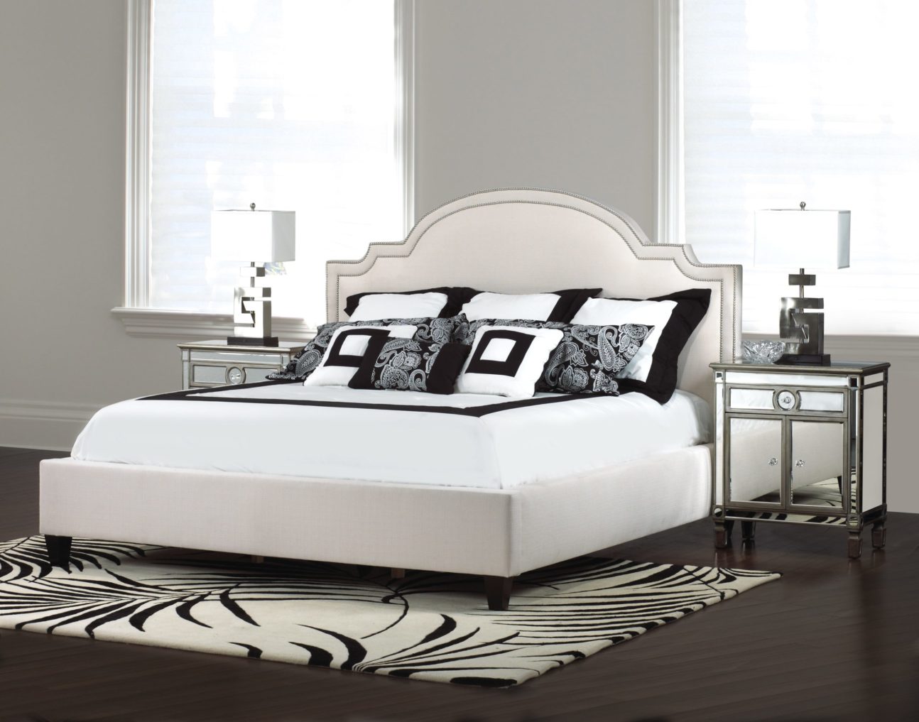 Transitional Studded Platform Bed - Arrow Furniture