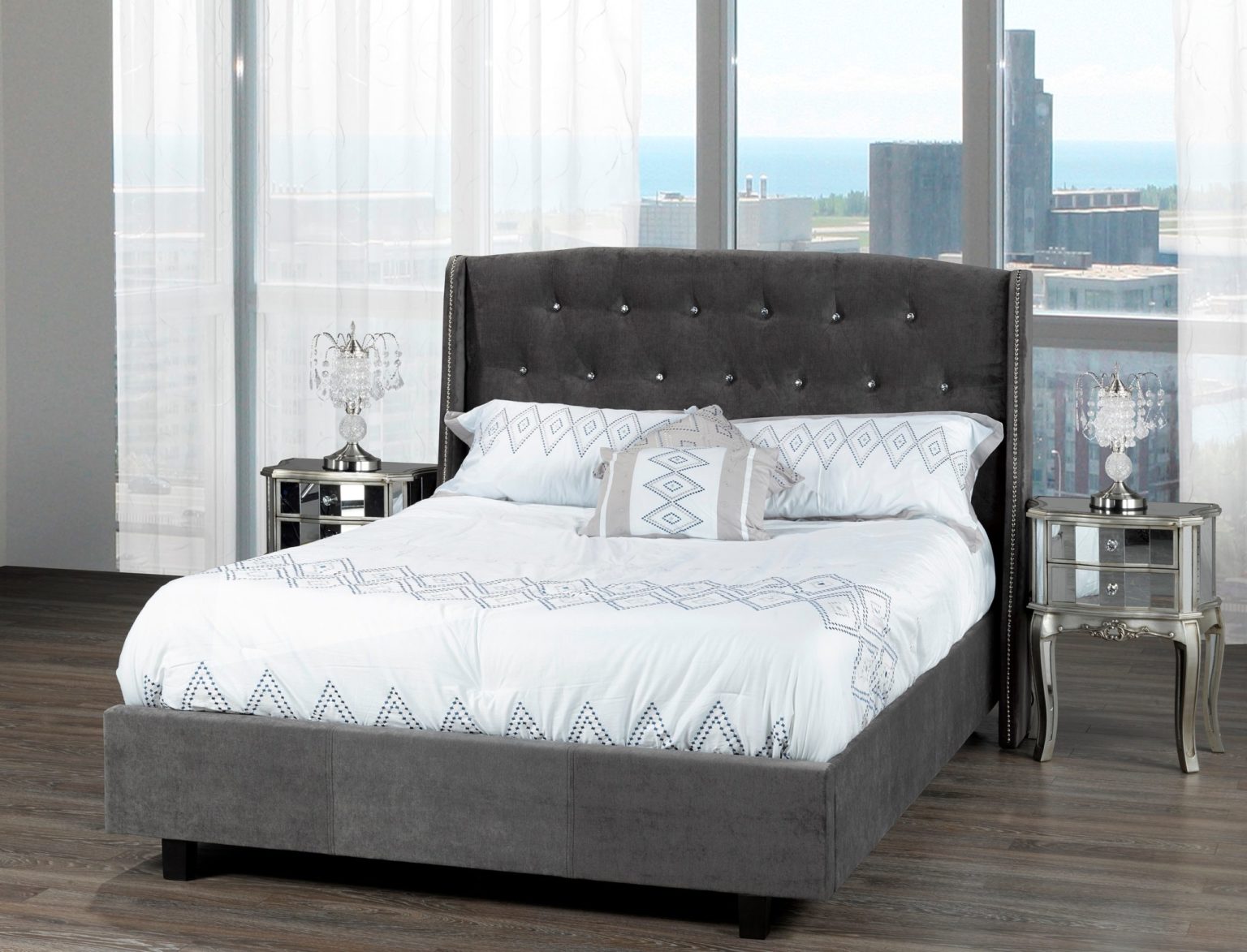 Transitional Diamond Tufted Platform Bed - Arrow Furniture