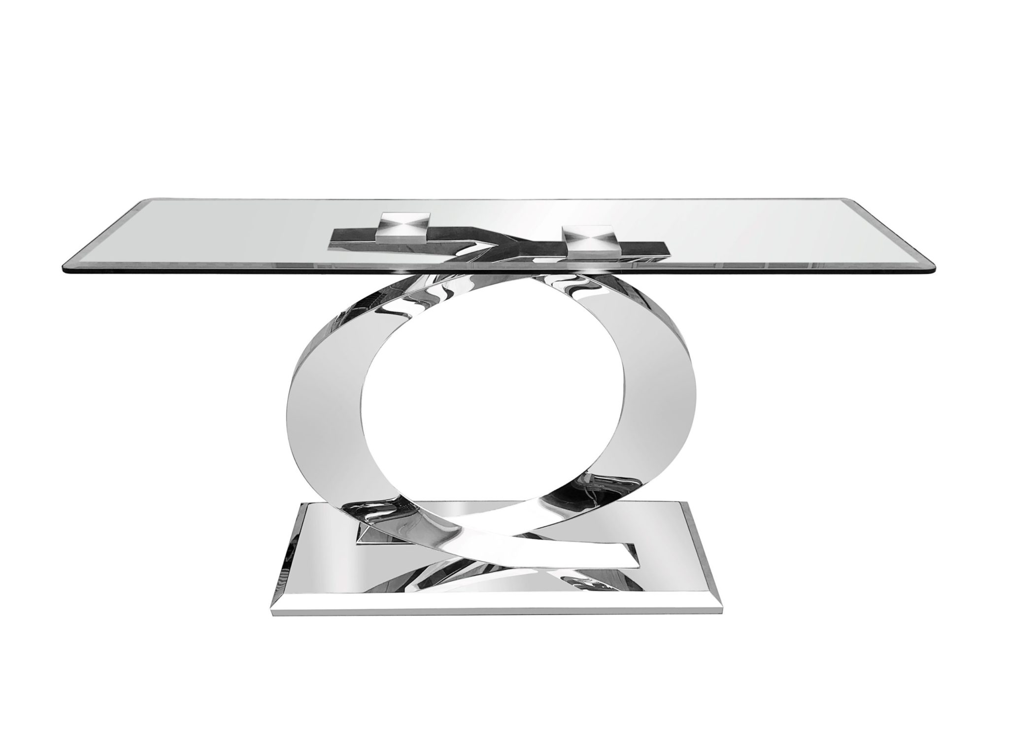 MODERN STAINLESS STEEL AND GLASS CONSOLE - Arrow Furniture