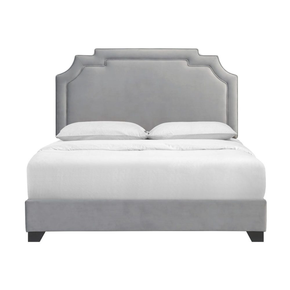 Traditional Light Grey Platform Bed - Arrow Furniture