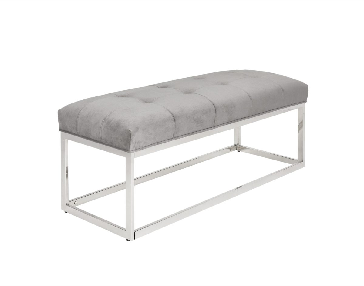 Modern Tufted Grey Velvet Bench Arrow Furniture