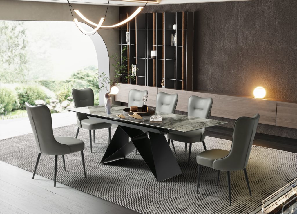 Echo Dining Table - Grey Ceramic and Glass - Arrow Furniture