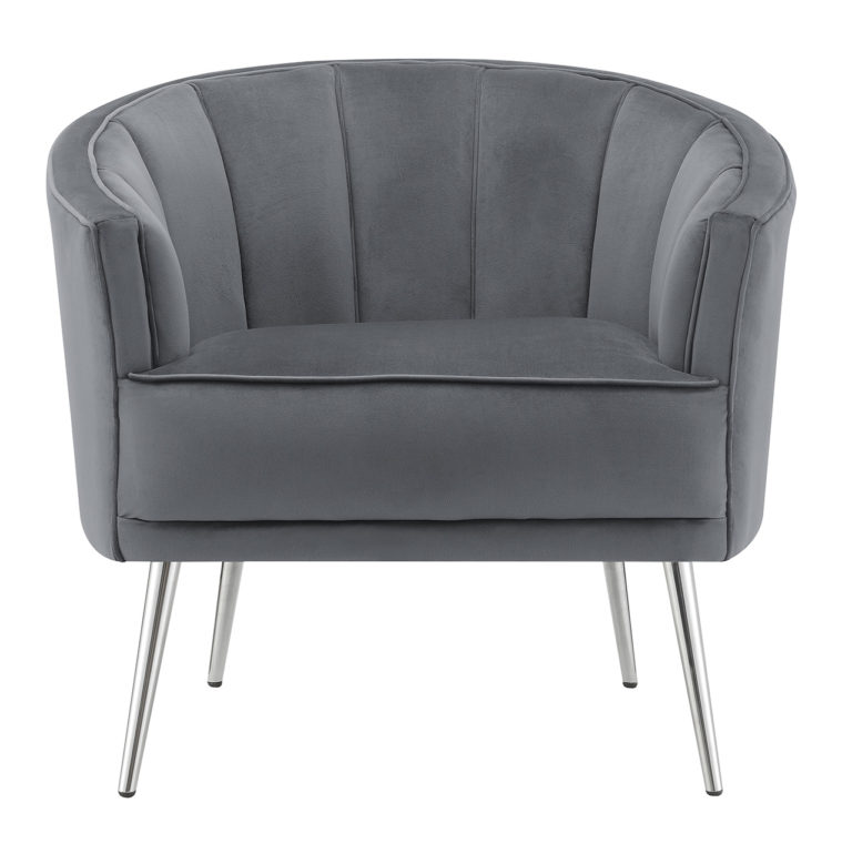 Modern Vertically Tufted Grey Accent Chair - Arrow Furniture