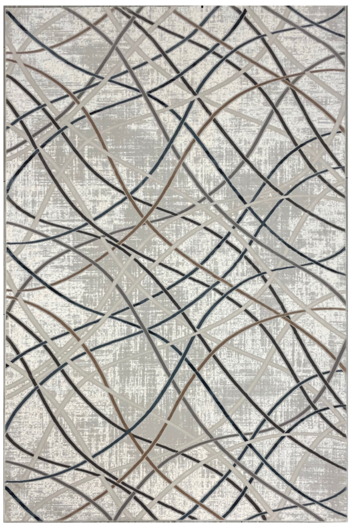 Contemporary Navy and Grey Curved Line Area Rug - Arrow Furniture