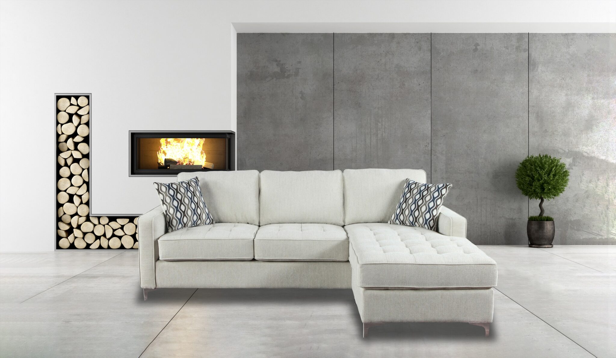 Onyx Sofa with Reversible Storage Chaise - Platinum - Arrow Furniture