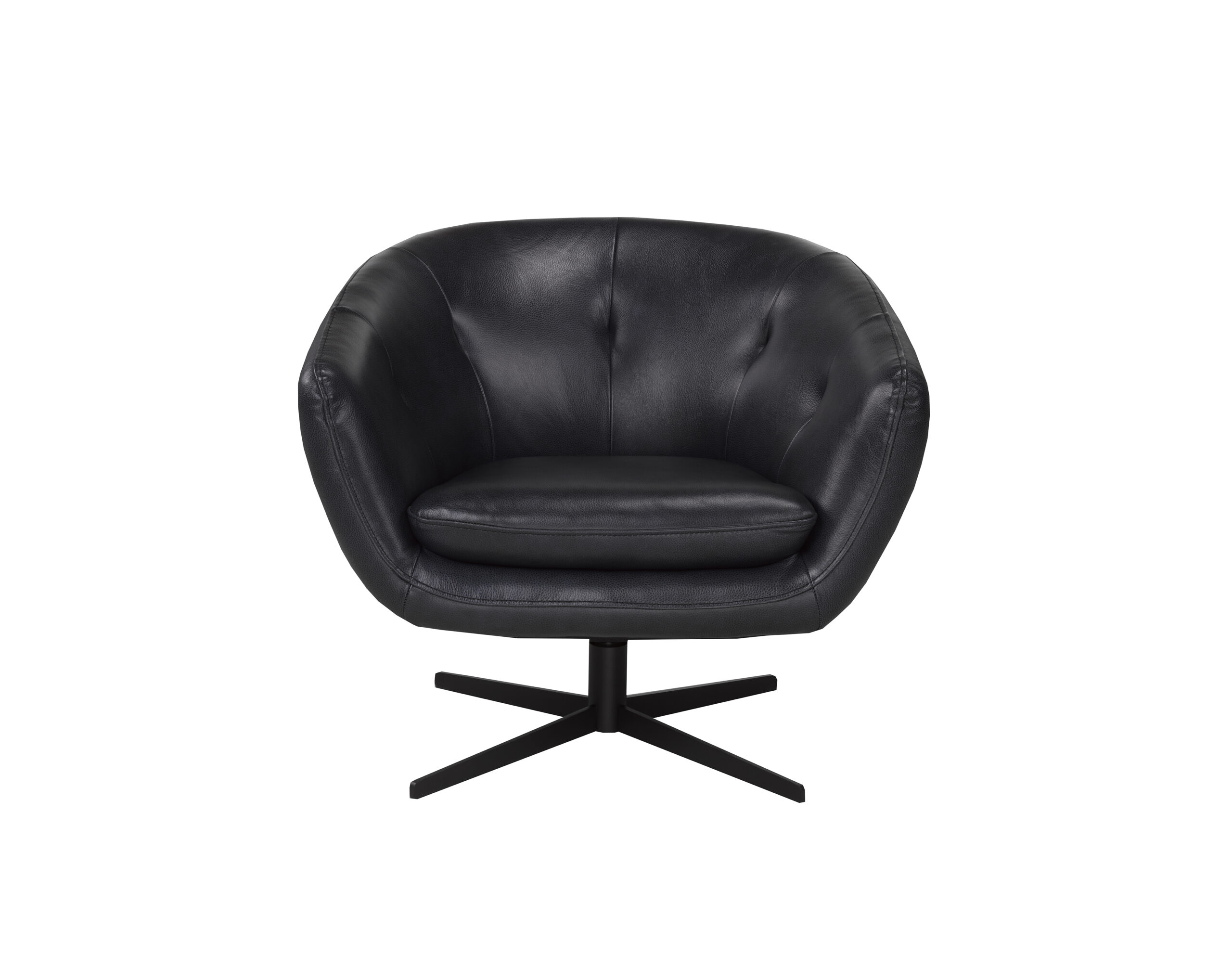 Contemporary Cobalt Leather Swivel Accent Chair
